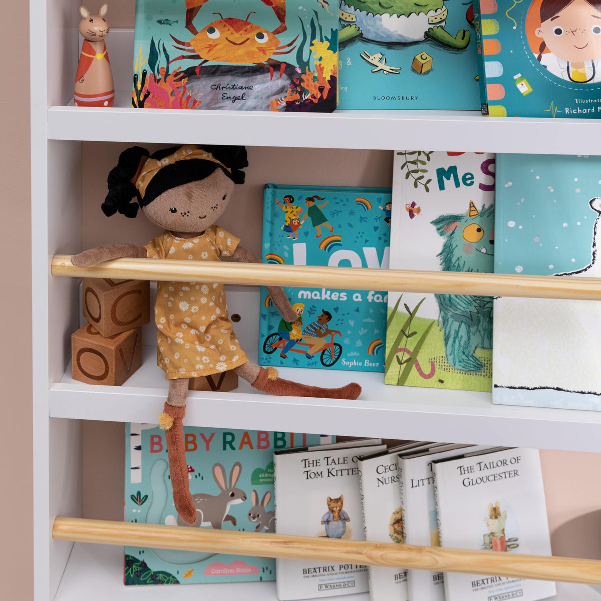 Elene Display Wide & Large Shelf Bookcase Wall Mounted & 4 Coathooks ...