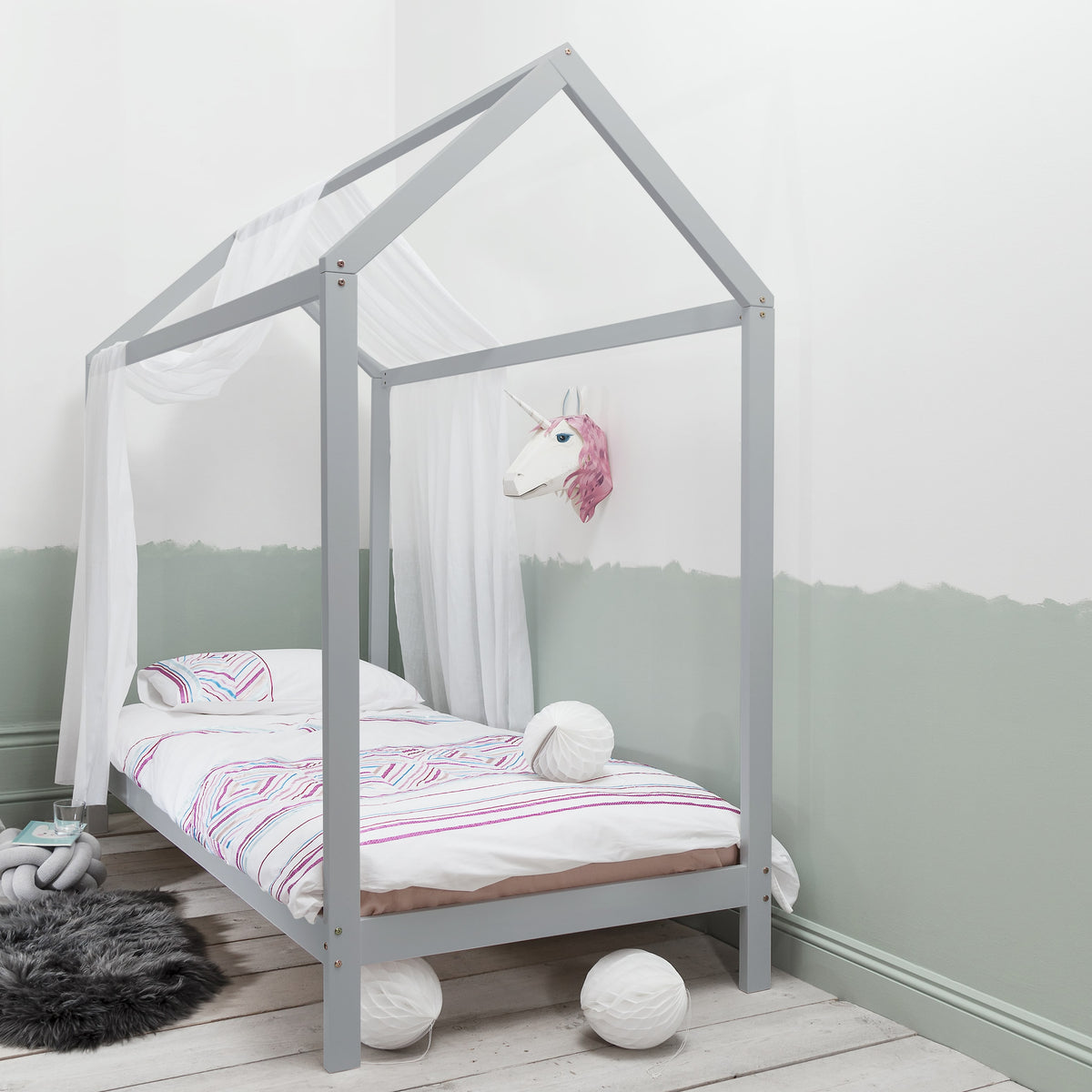 Jansen Scandinavian Single Bed Frame in Silk Grey | Noa & Nani