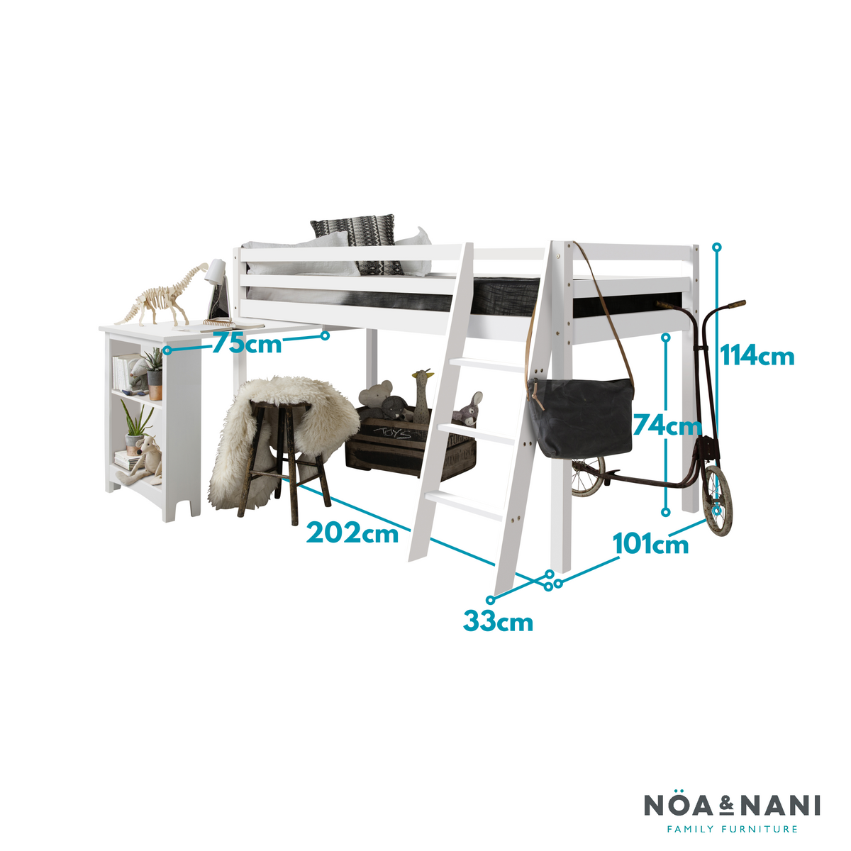 Midsleeper Cabin Bed with Desk | Noa & Nani