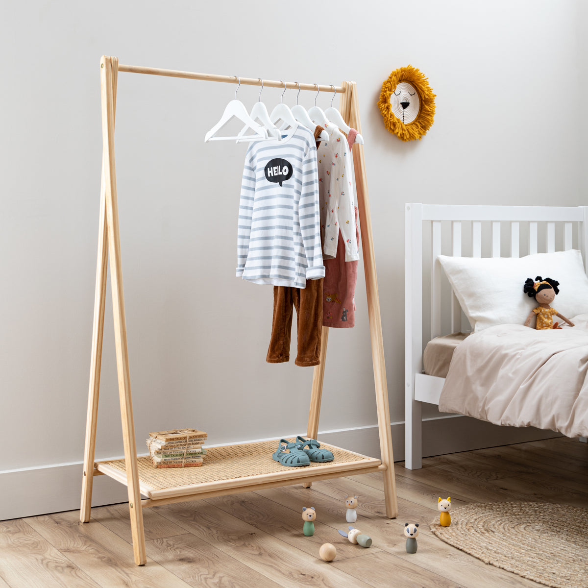 Nelly Clothes Rail and Shoe Rack In Natural Rattan | Noa & Nani
