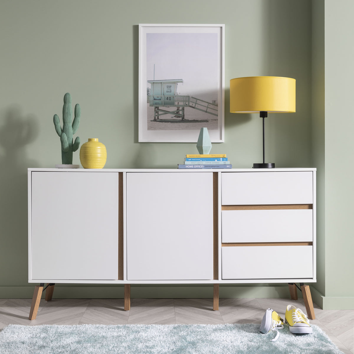 Otto 2 Door Large Sideboard with Drawers in White | Noa & Nani