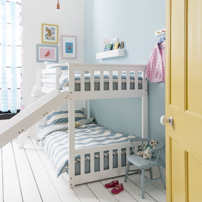 Tuva Cabin Bed with Bunk Underbed, Play Area, Slide & Blue Package ...