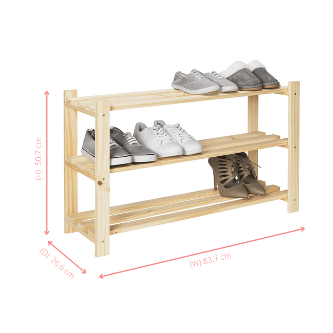 3 Tier Shoe Rack in Natural Pine | Noa & Nani