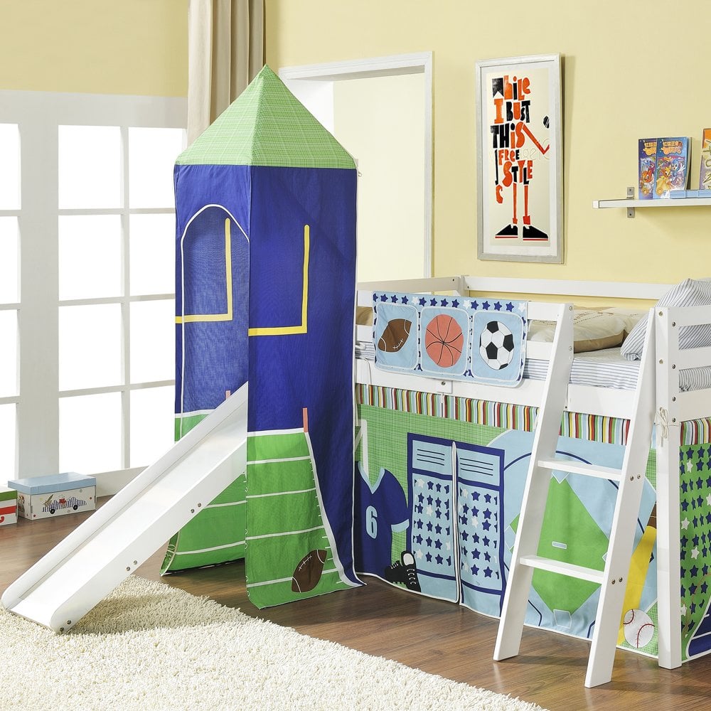 Cabin Bed Midsleeper with Slide and Sports Tent & Tower | Noa & Nani