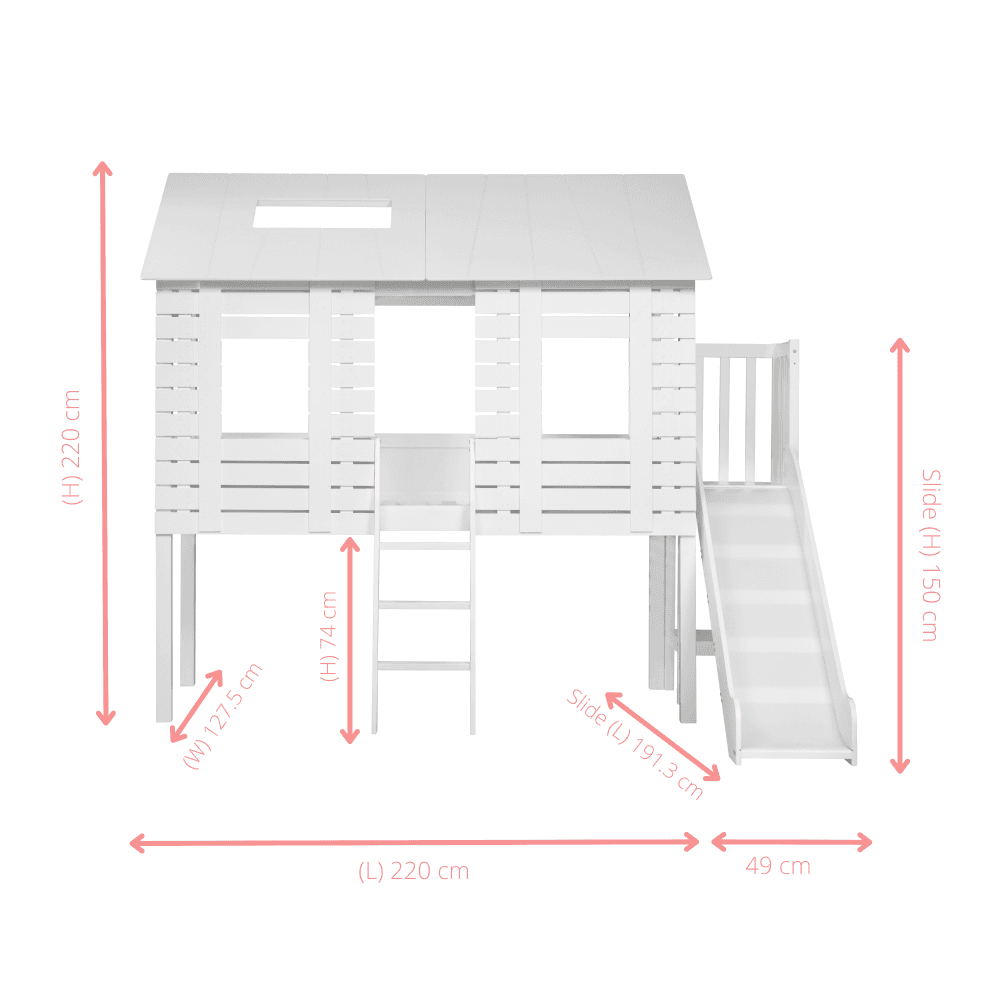 Christopher Midsleeper Treehouse with Slide in White | Noa & Nani