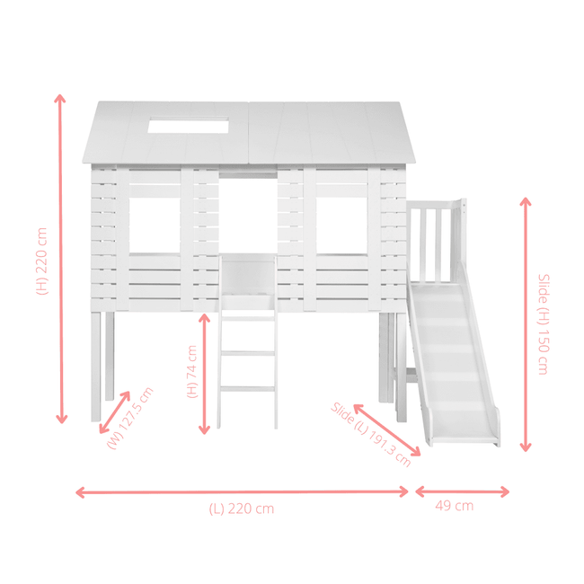 Christopher Midsleeper Treehouse with Slide in White | Noa & Nani