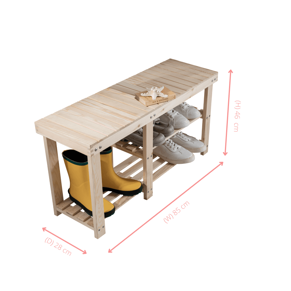 Einar Pine Shoe Rack Large in Natural Pine | Noa & Nani