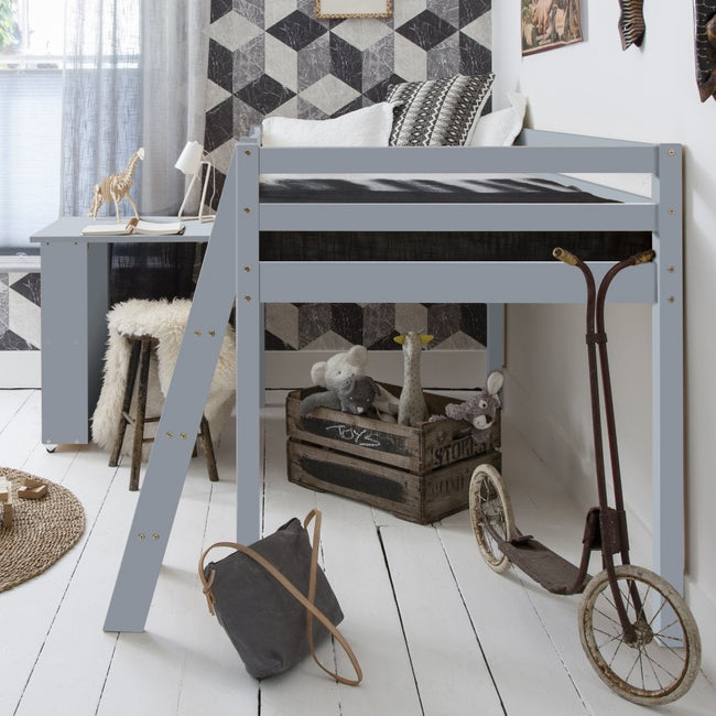 Blue Cabin Bed Mid sleeper with Ladder, Desk & Tent | Noa & Nani