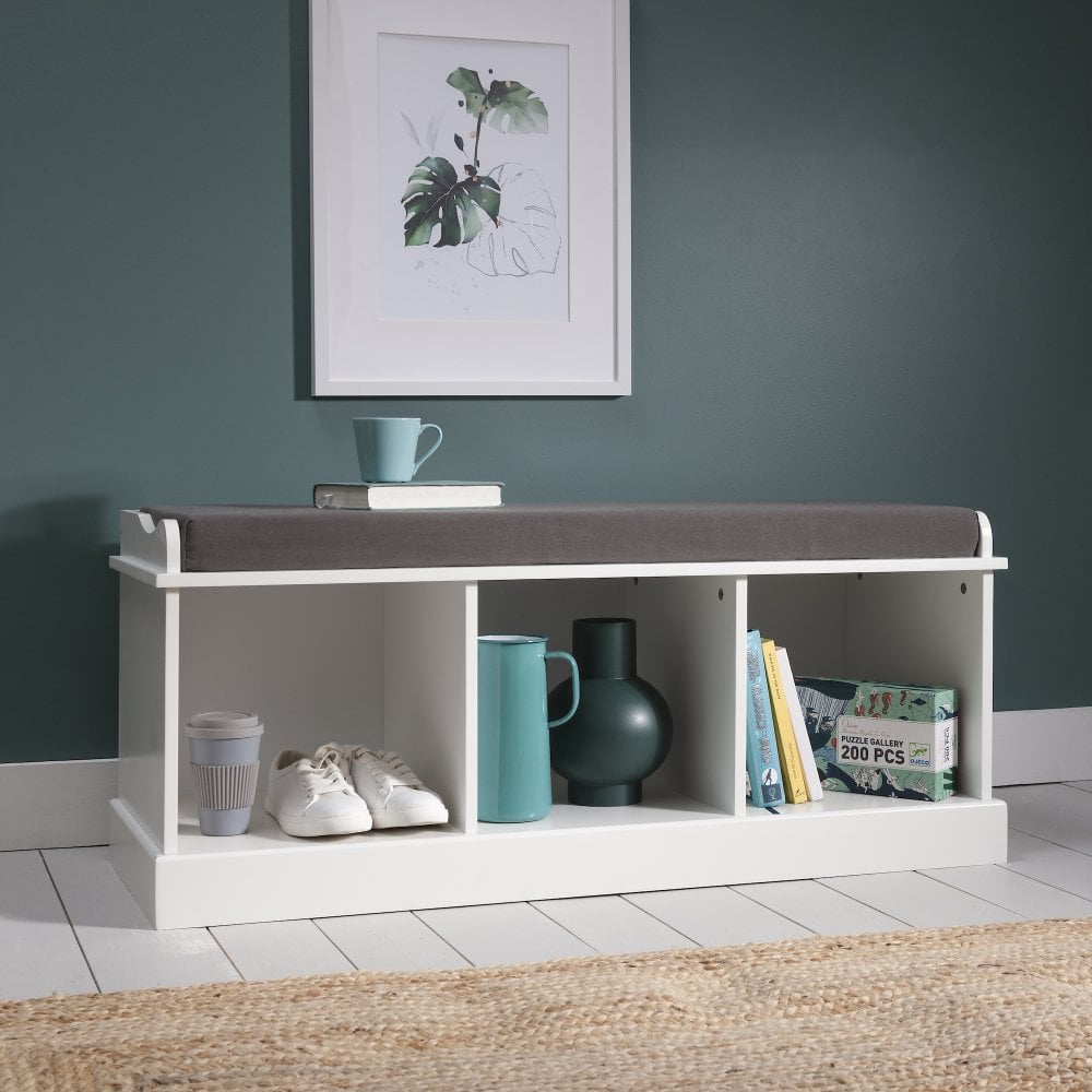 Stockholm Storage Bench with 3 Storage Cubes in White | Noa & Nani